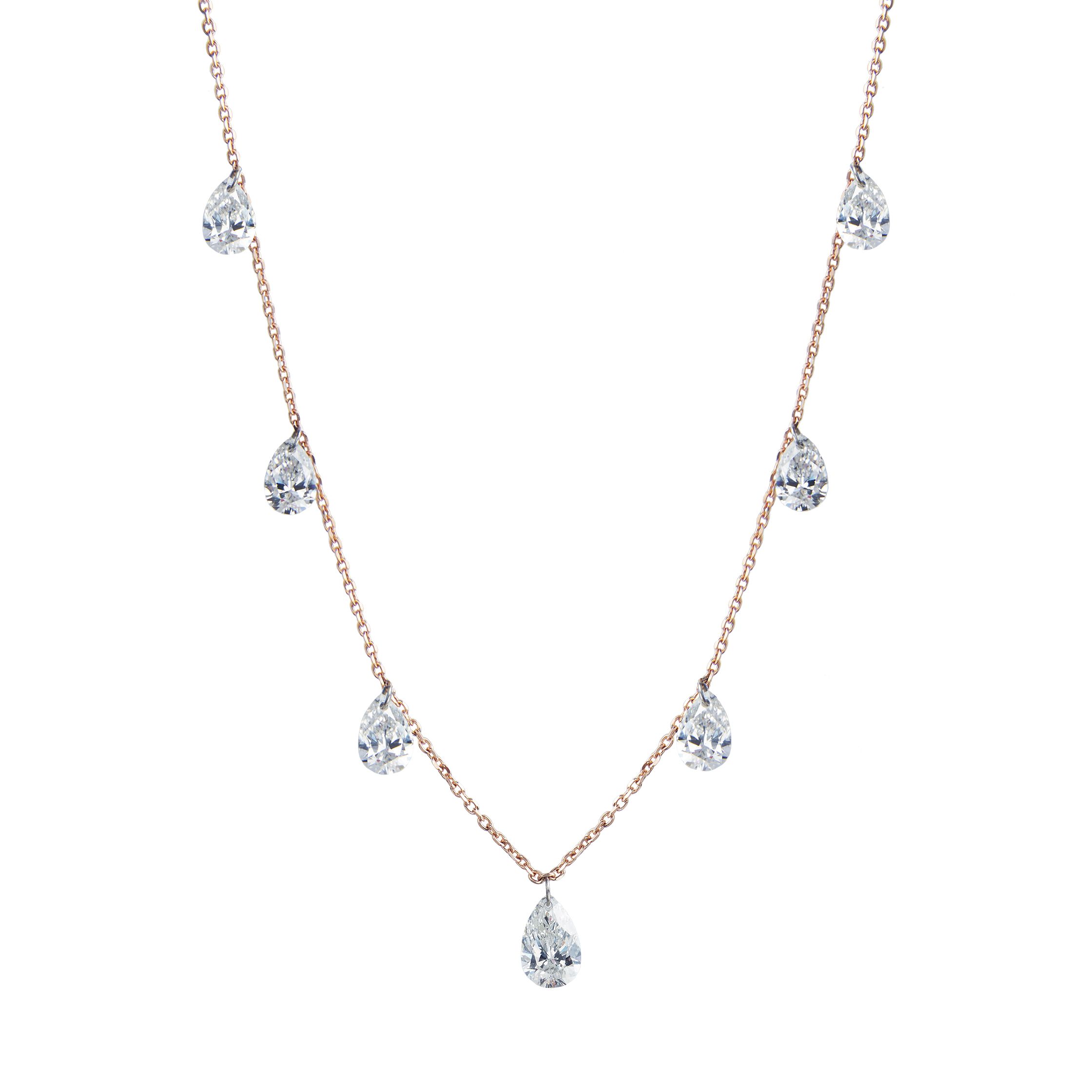 Beautiful Diamond Drop Necklace Diamond Charms 18K Rose Gold